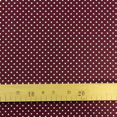 TISSU A POIS - BORDEAUX - 112 CM - 100% COTON - MINI 5 METRES